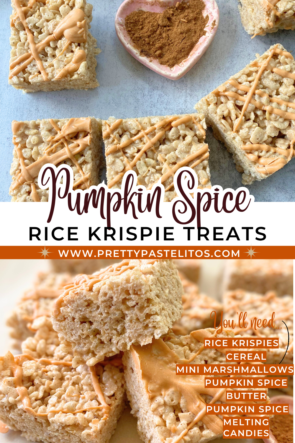 Pumpkin Spice Rice Krispie Treats - PrettyPastelitos