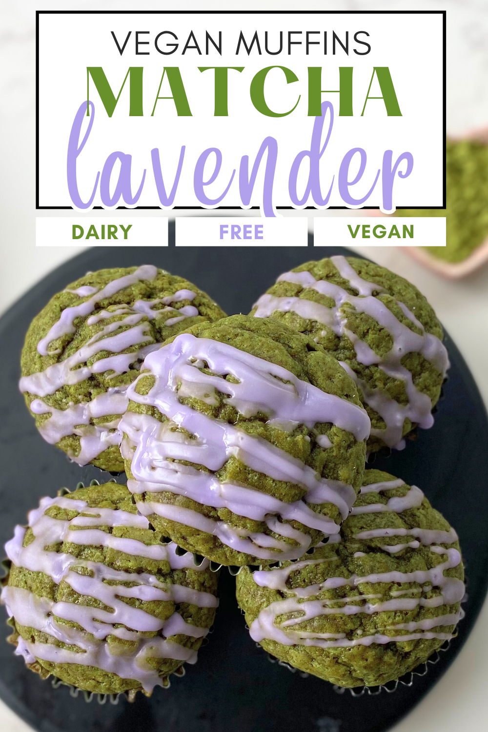 Vegan Matcha Lavender Muffins - PrettyPastelitos