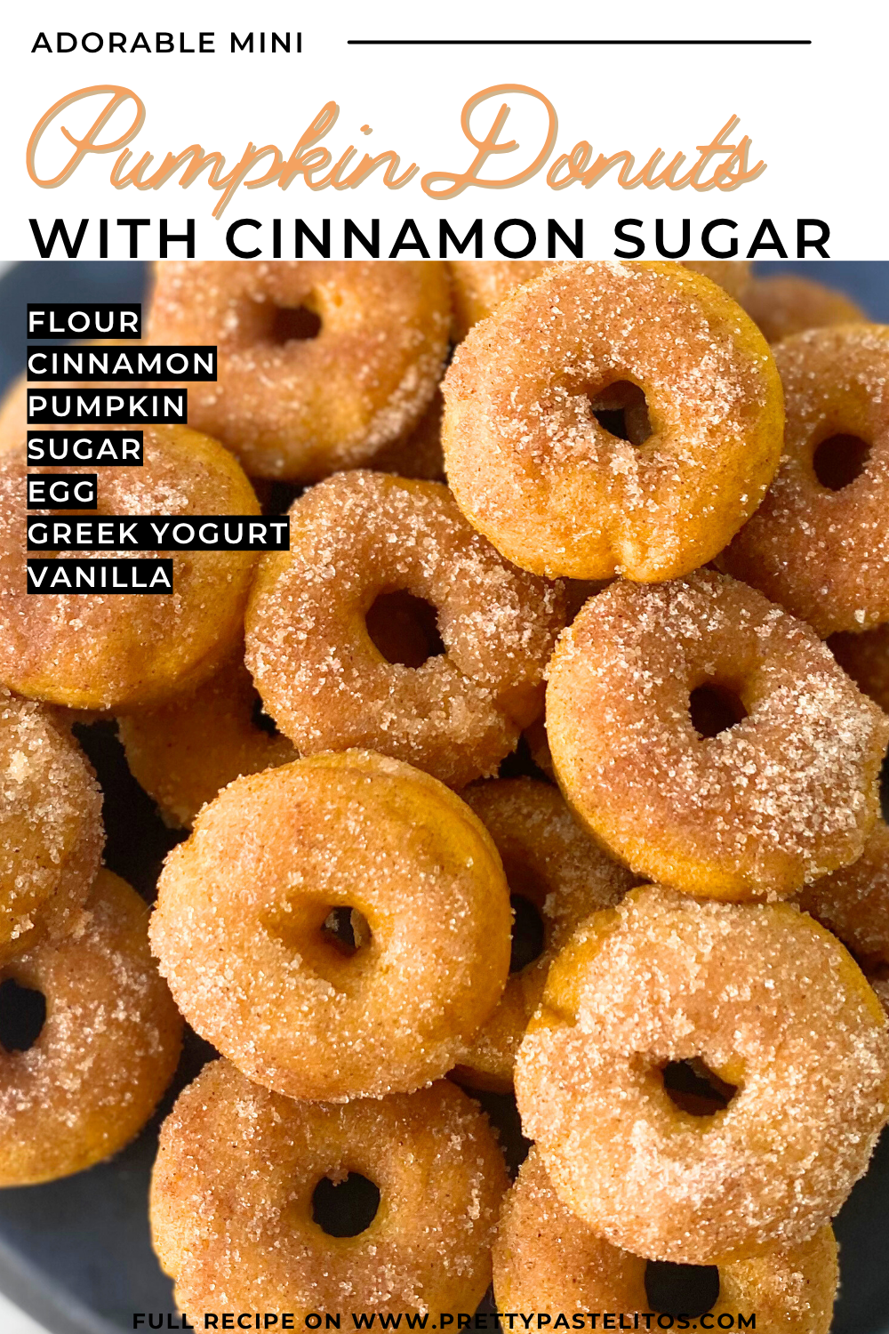 Mini Pumpkin Cinnamon Sugar Donuts - PrettyPastelitos