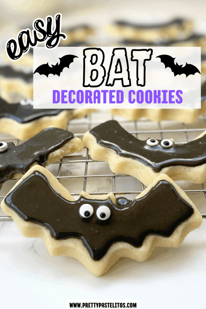 Easy Decorated Bat Cutout Cookies - PrettyPastelitos